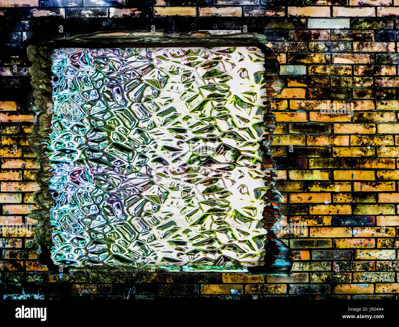 crack ancient brick wall dimension gate magic of future Stock Photo - Alamy