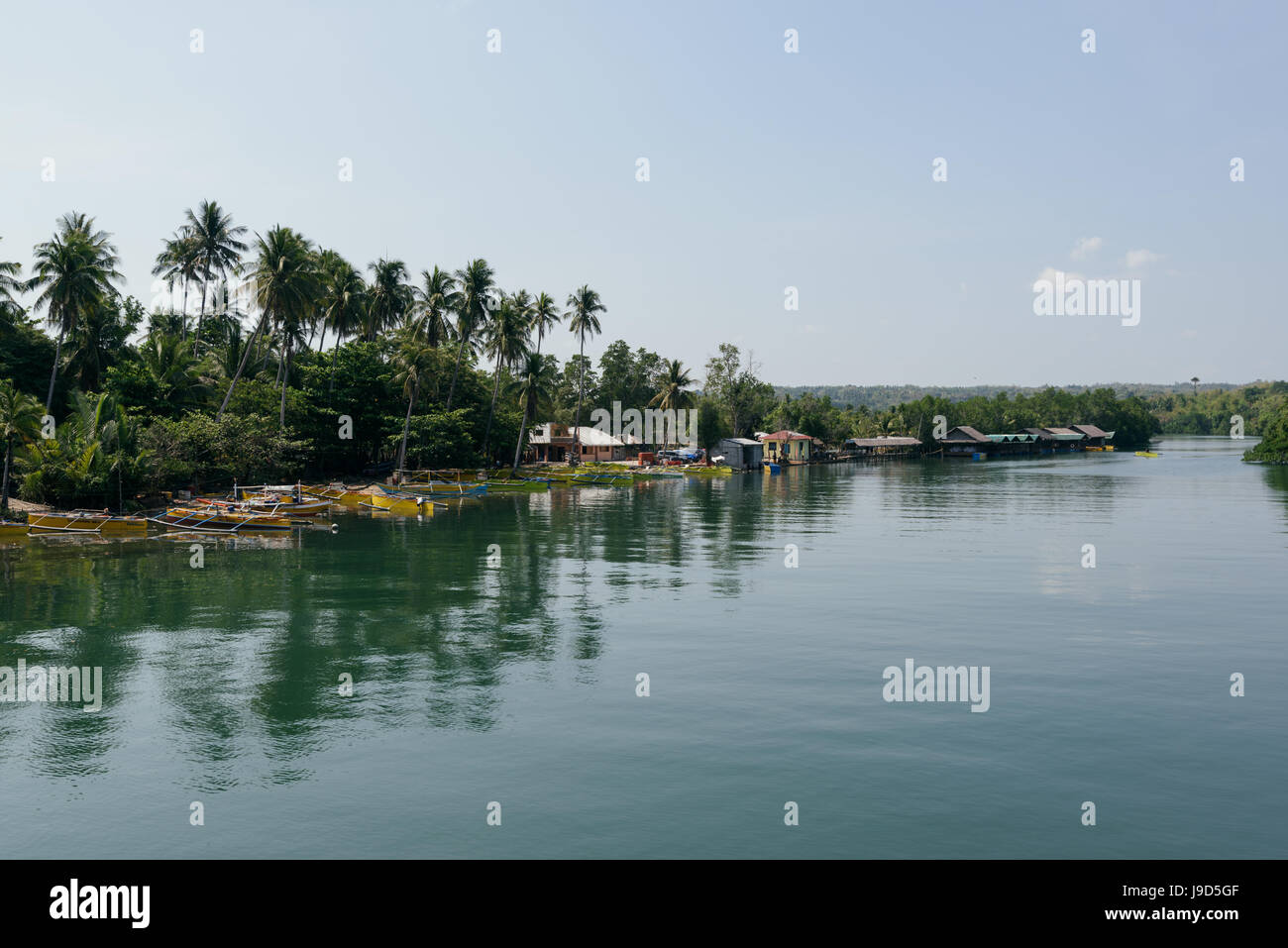 Bolinao, Philippines - April 14, 2017:Fishing Village at river ...