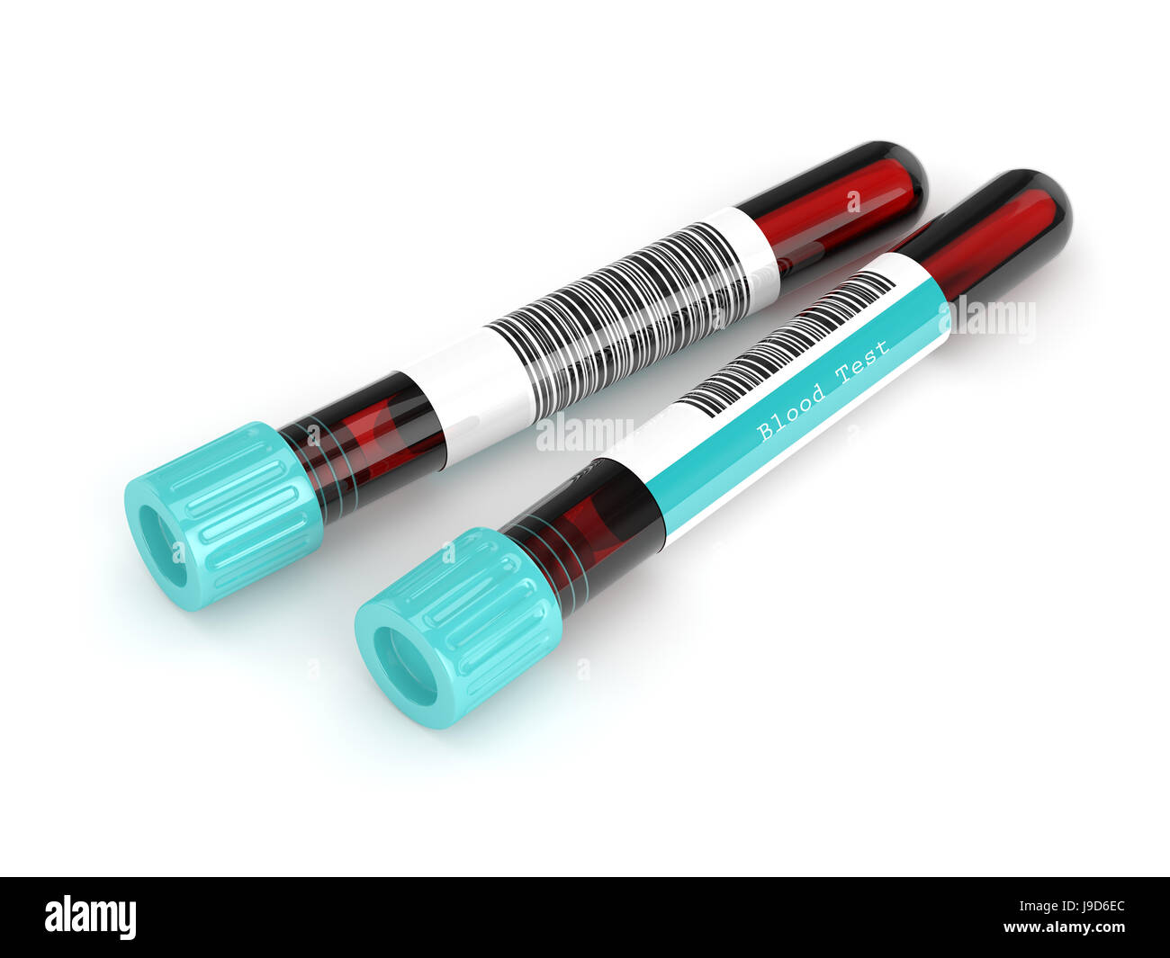 3D rendering of blood test tubes isolated over white background Stock ...