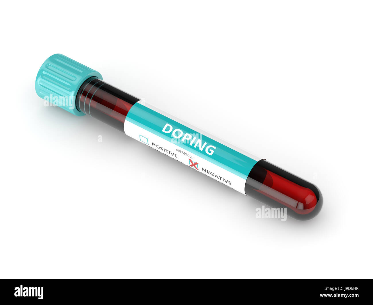 3D rendering of anti doping blood test tube isolated over white ...