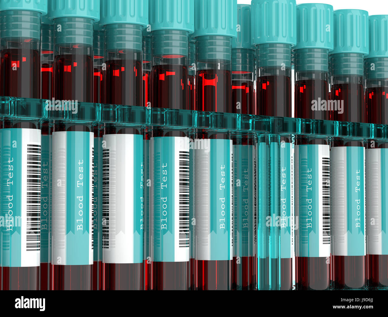 3D rendering of blood test tubes in racks Stock Photo - Alamy