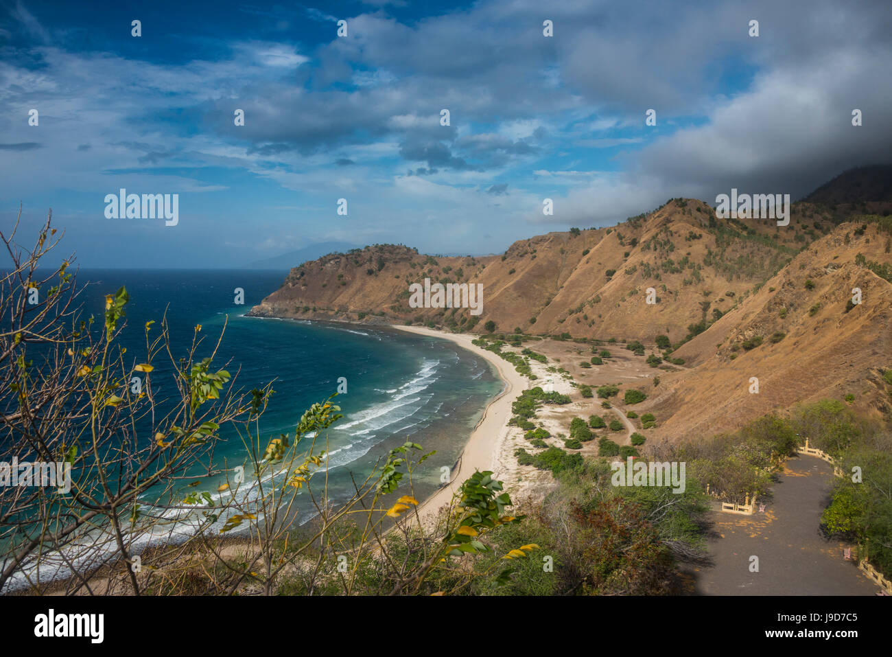 Beach below Cristo Rei of Dili statue, Dili, East Timor, Southeast Asia ...