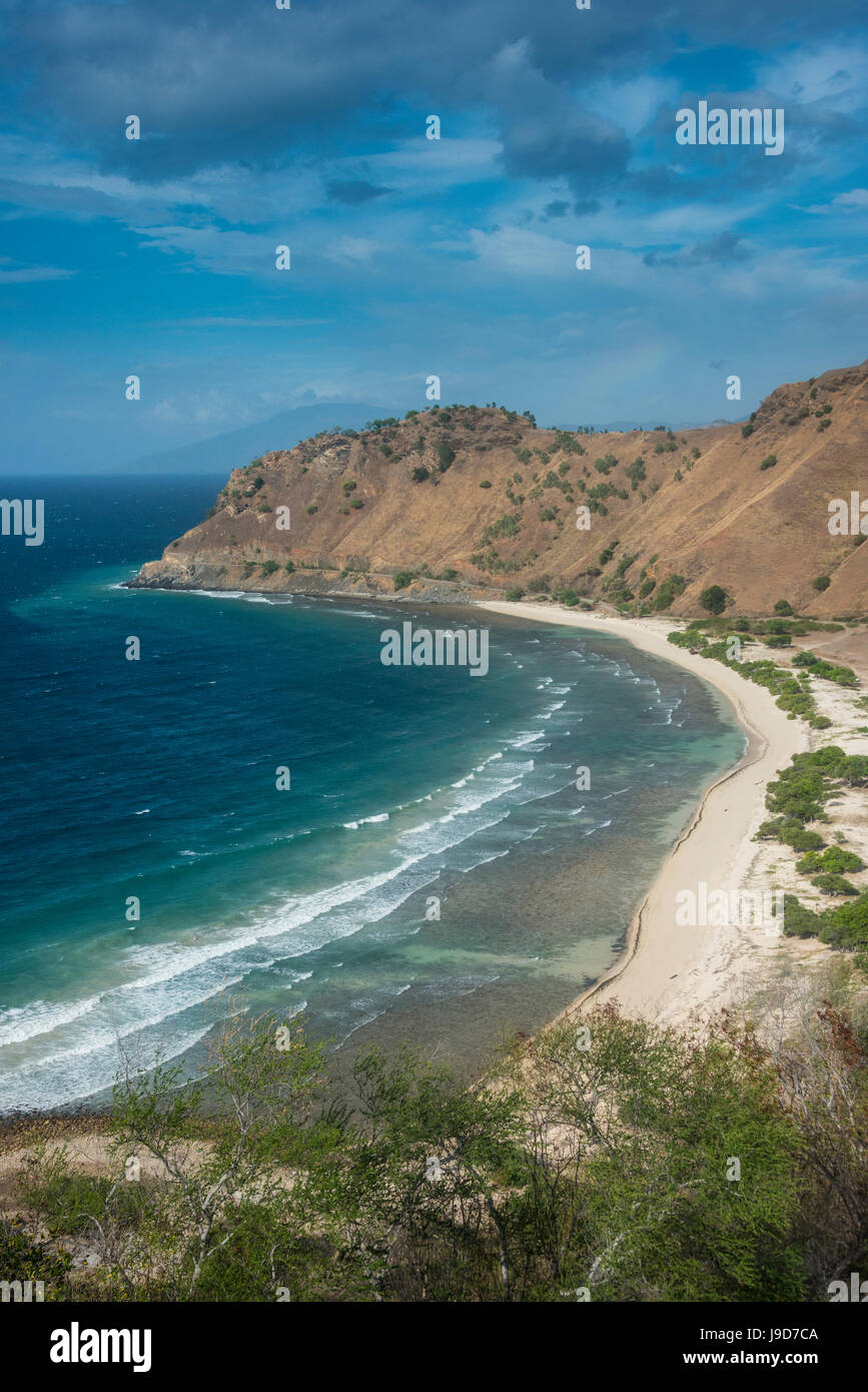 Beach below Cristo Rei of Dili statue, Dili, East Timor, Southeast Asia ...