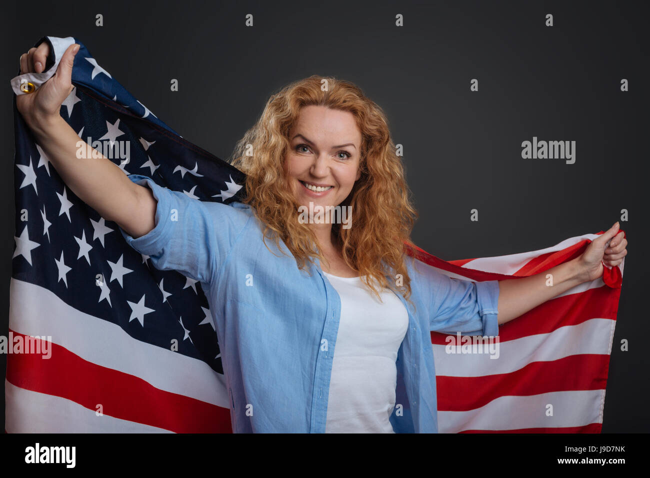 Glorious country. Stunning graceful confident lady making a photoshoot ...