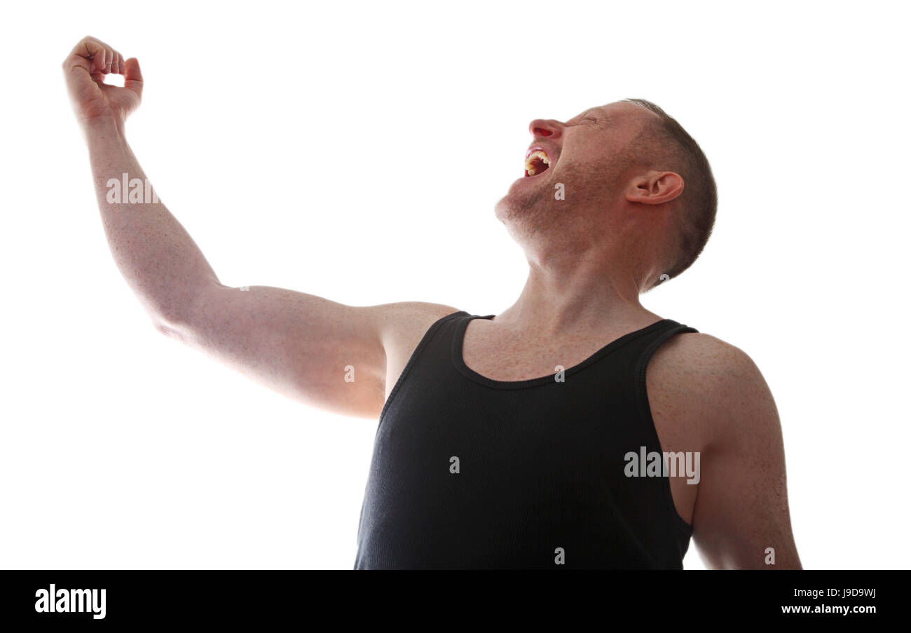 upper part of the body, expression, emotion, shouting, shout, cry, man ...