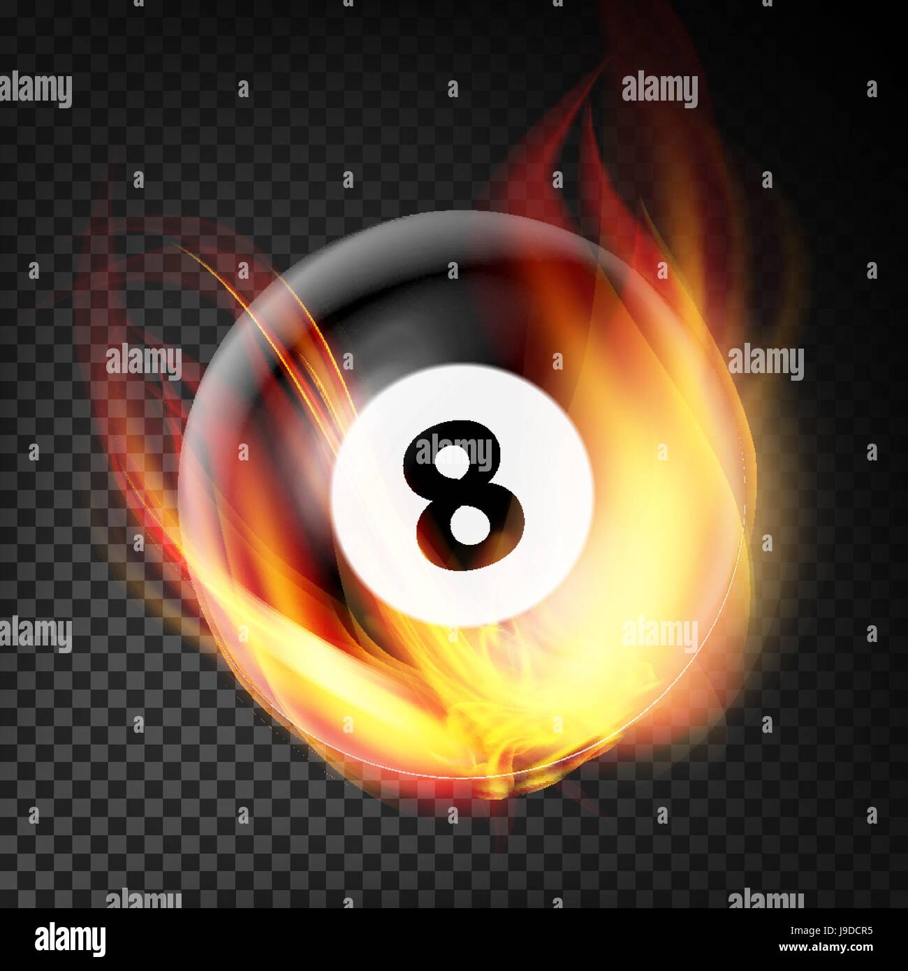Billiard Ball In Fire Vector Realistic. Burning Billiard Ball ...
