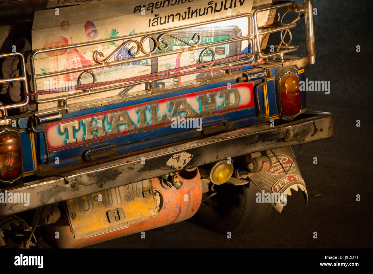 The back of a tuk tuk with Thailand painted across the back Stock Photo ...