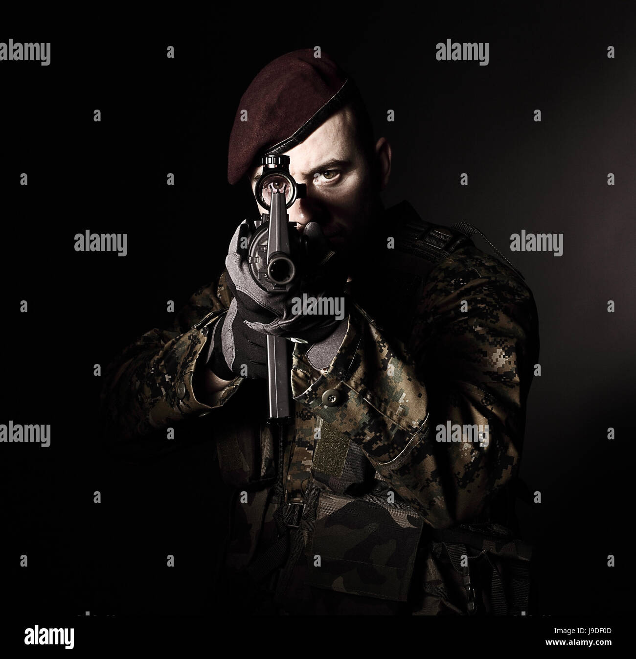 portrait, soldier, rifle, arm, weapon, paratrooper, military, hat ...