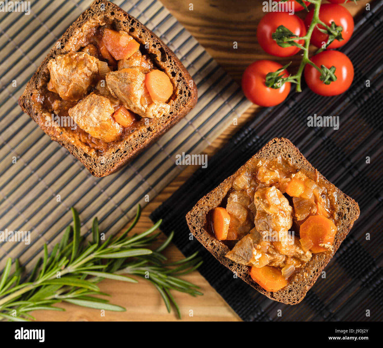 Beef goulash with pastries hi-res stock photography and images - Alamy