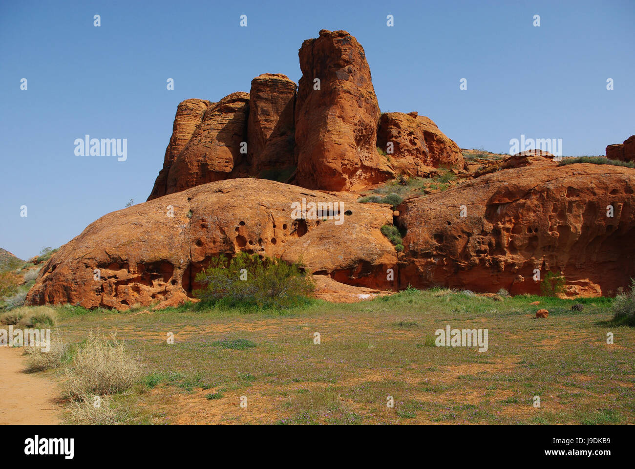 desert, wasteland, formation, rock, firmament, sky, unclouded ...