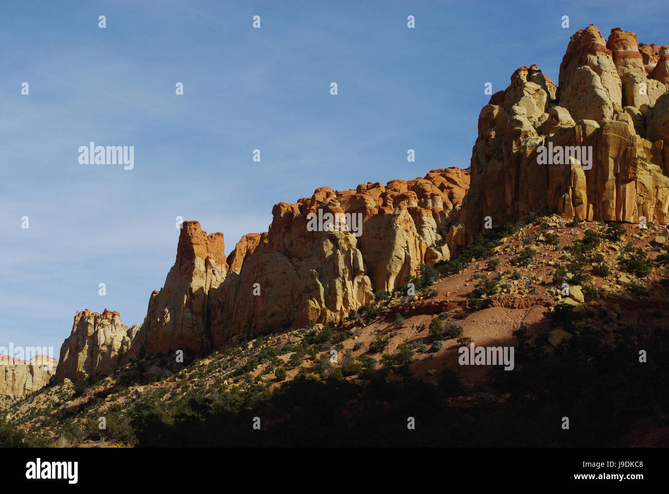 blue, tower, formation, rock, orange, firmament, sky, wall, blue, tower ...