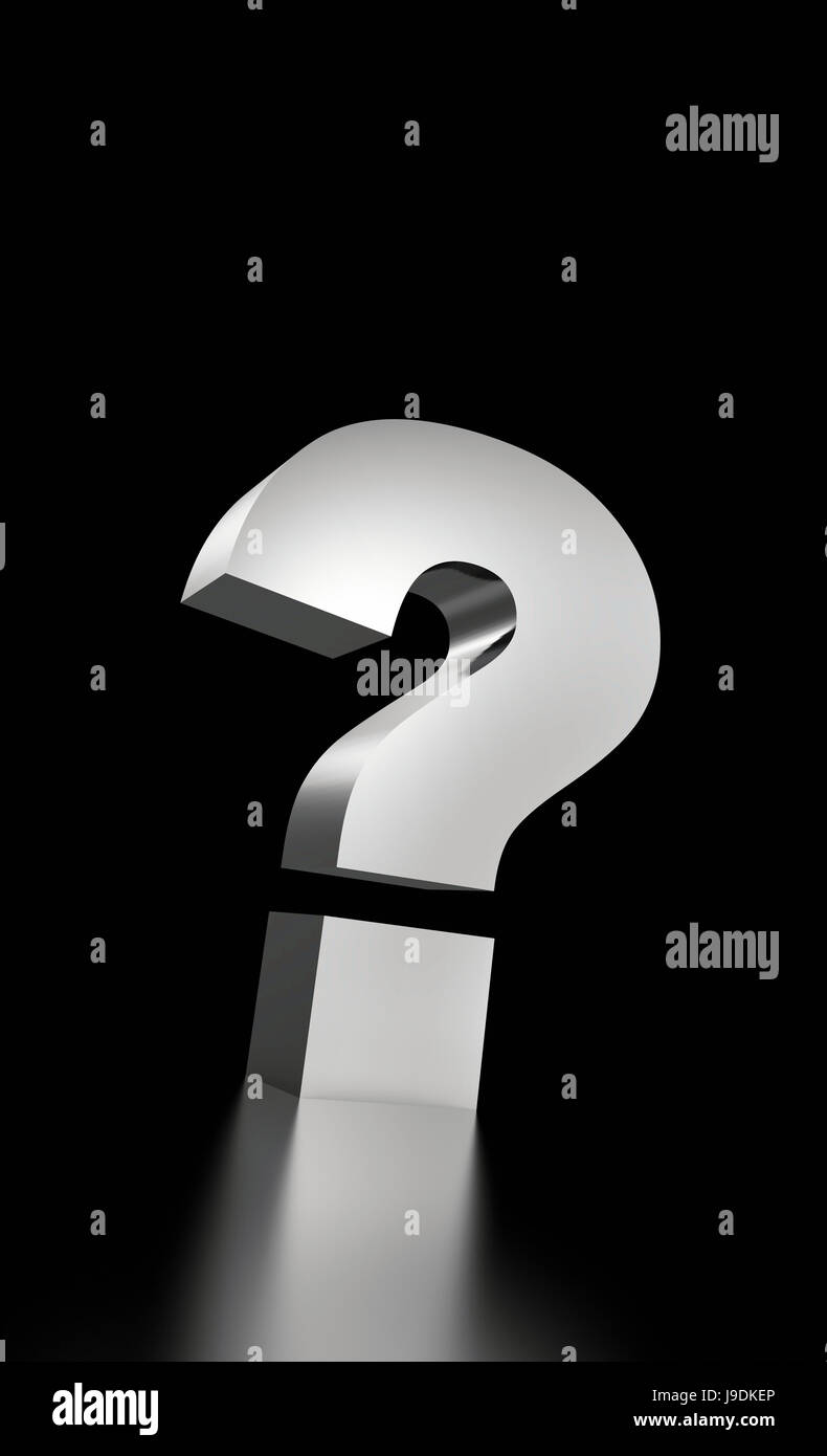 the big question mark silver on black Stock Photo - Alamy