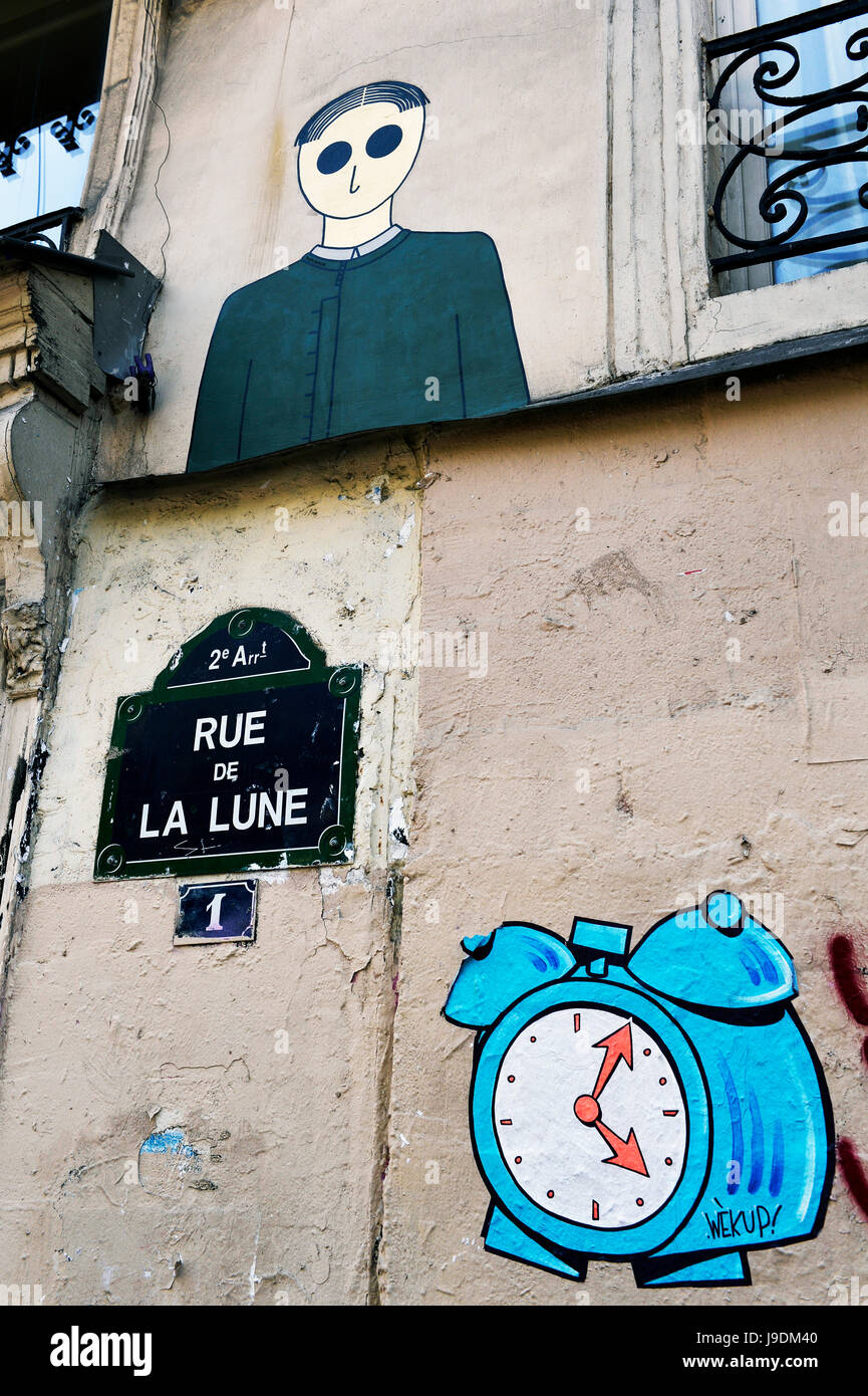 Moon Street - Street art, Paris, France Stock Photo - Alamy