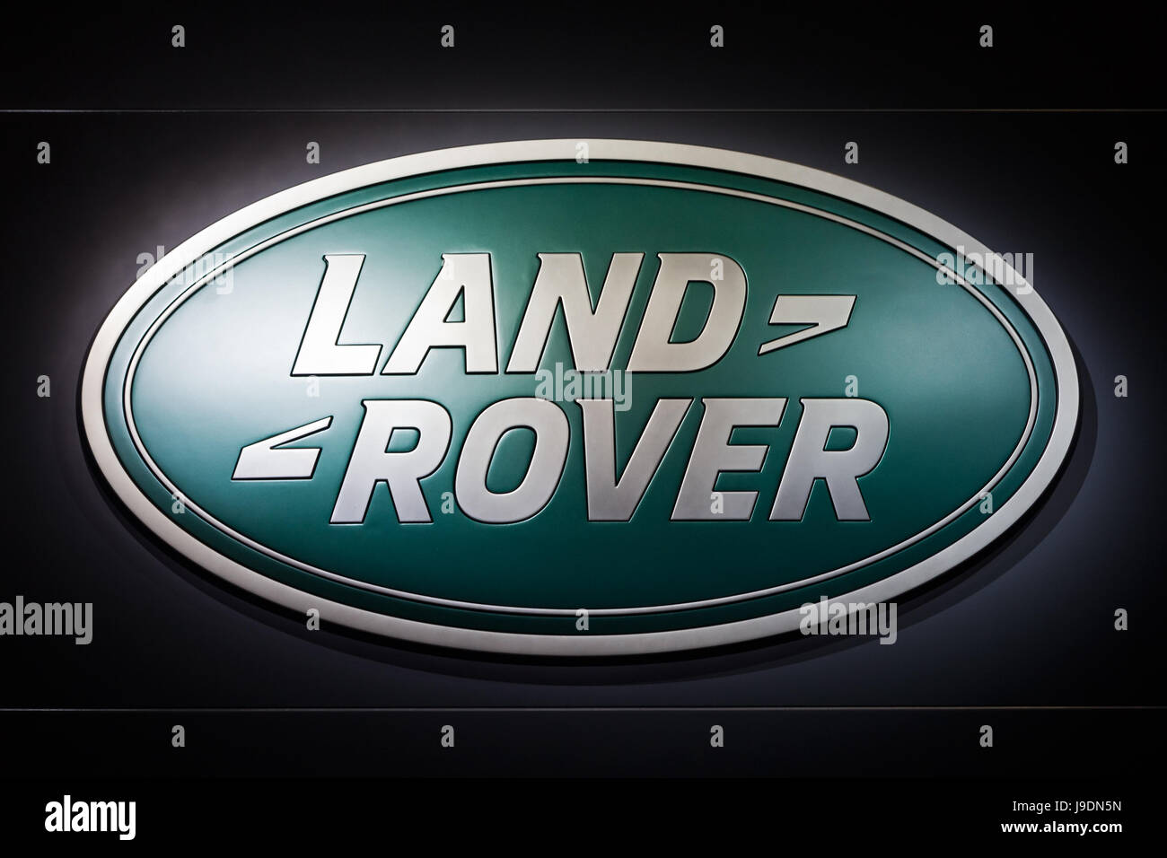 FRANKFURT, GERMANY - SEP 20: Land Rover symbol at the IAA motor show on ...