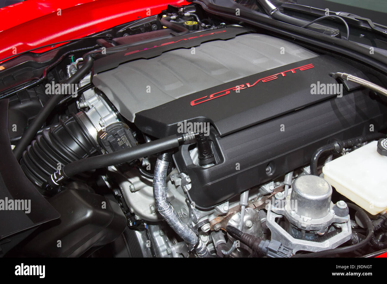 FRANKFURT, GERMANY - SEP 20: Engine of the Chevrolet Corvette Stingray ...