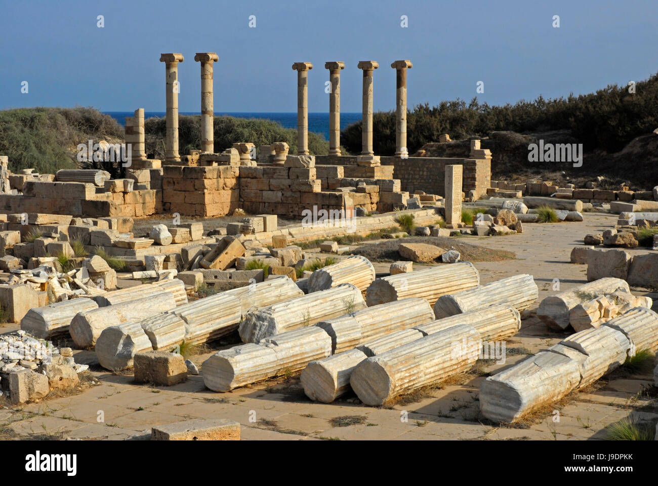 tourism, africa, libya, ruins, excavation, roman, archeology, blue ...