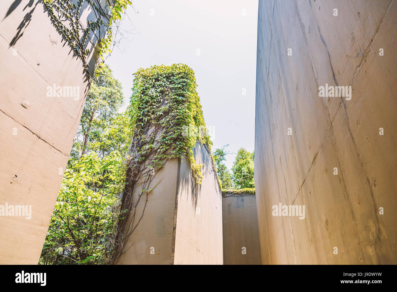 High wall of a abandoned and dried waterway, nobody Stock Photo - Alamy