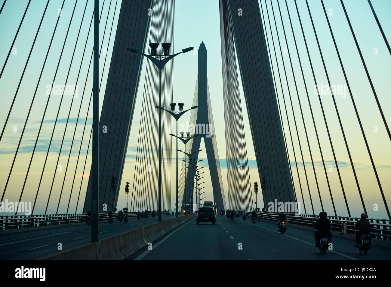 Can Tho suspension bridge over Bassac River, Can Tho, Mekong Delta ...