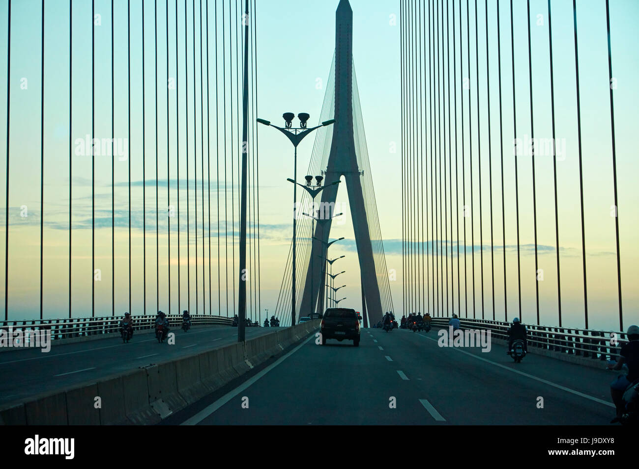Can Tho suspension bridge over Bassac River, Can Tho, Mekong Delta ...