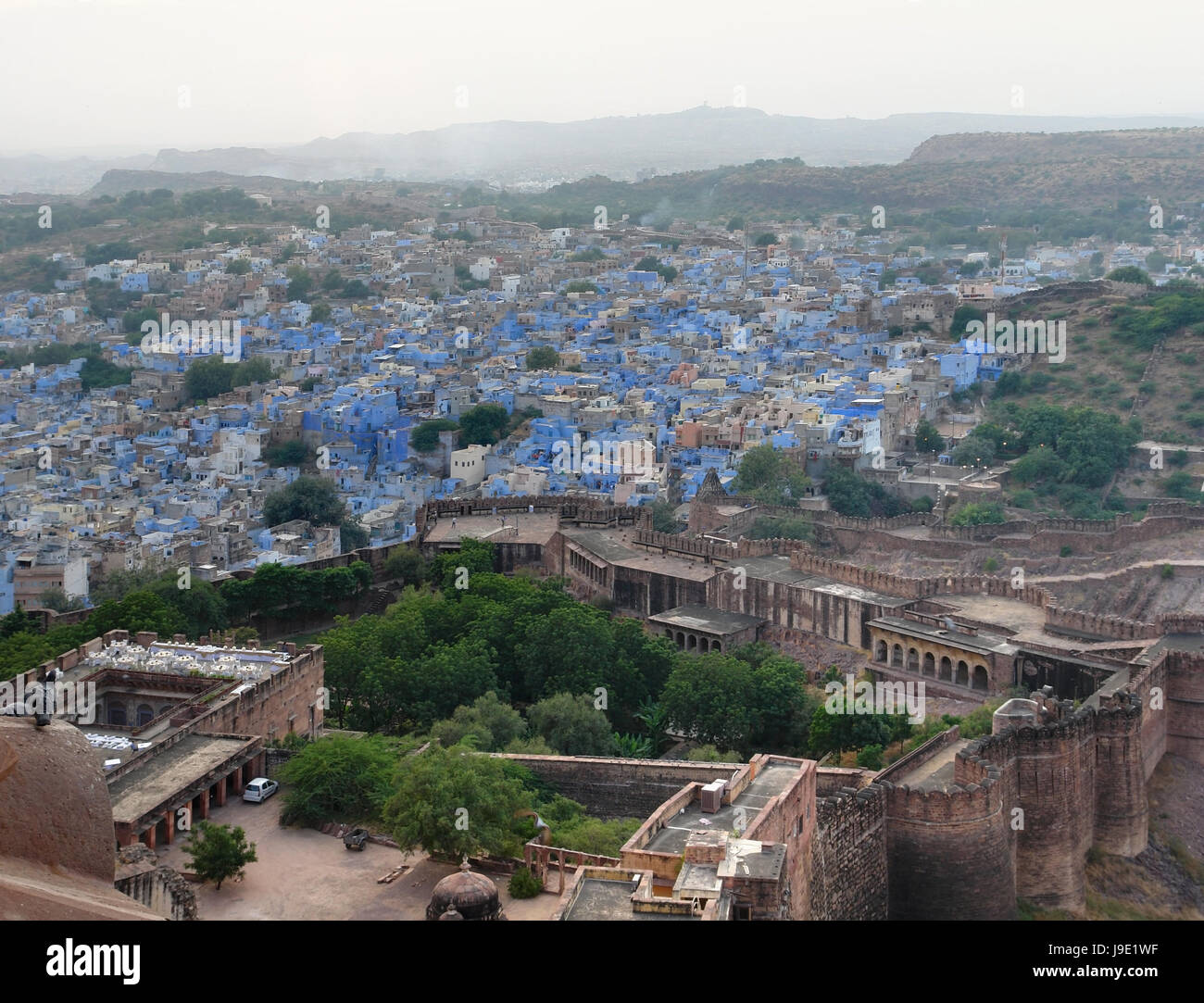 blue, house, building, city, town, culture, india, evening, aerial ...