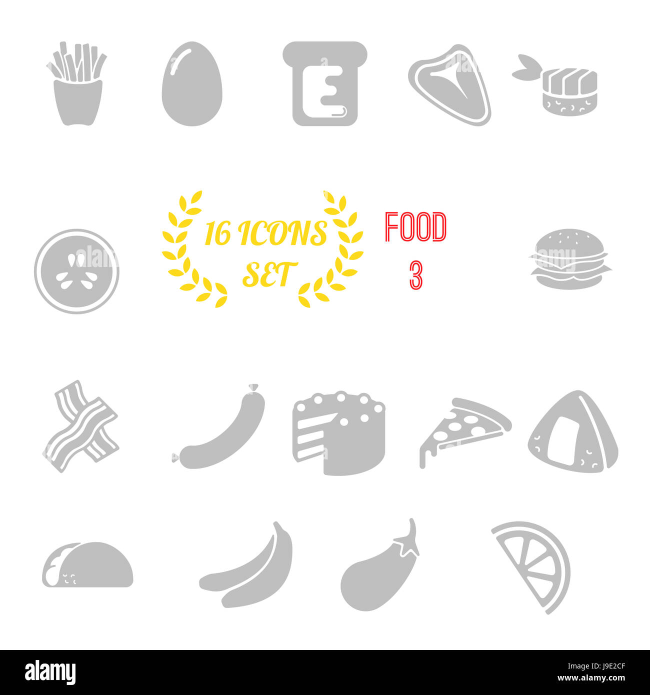 illustration of food icon set on white background Stock Photo - Alamy