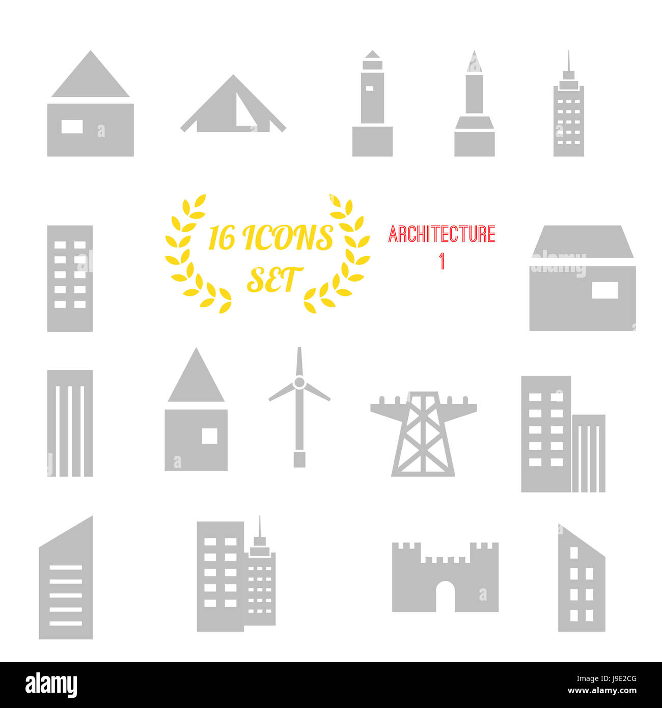 illustration of architecture icon set on white background Stock Photo ...