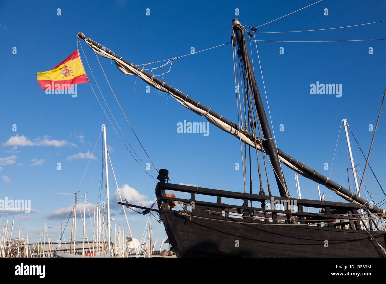 spain, sailing boat, sailboat, ship, pirate, old, barcelona, rowing ...