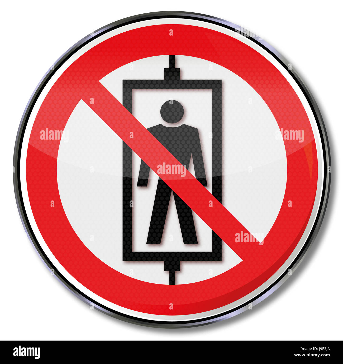 safety signs and passenger elevator Stock Photo - Alamy
