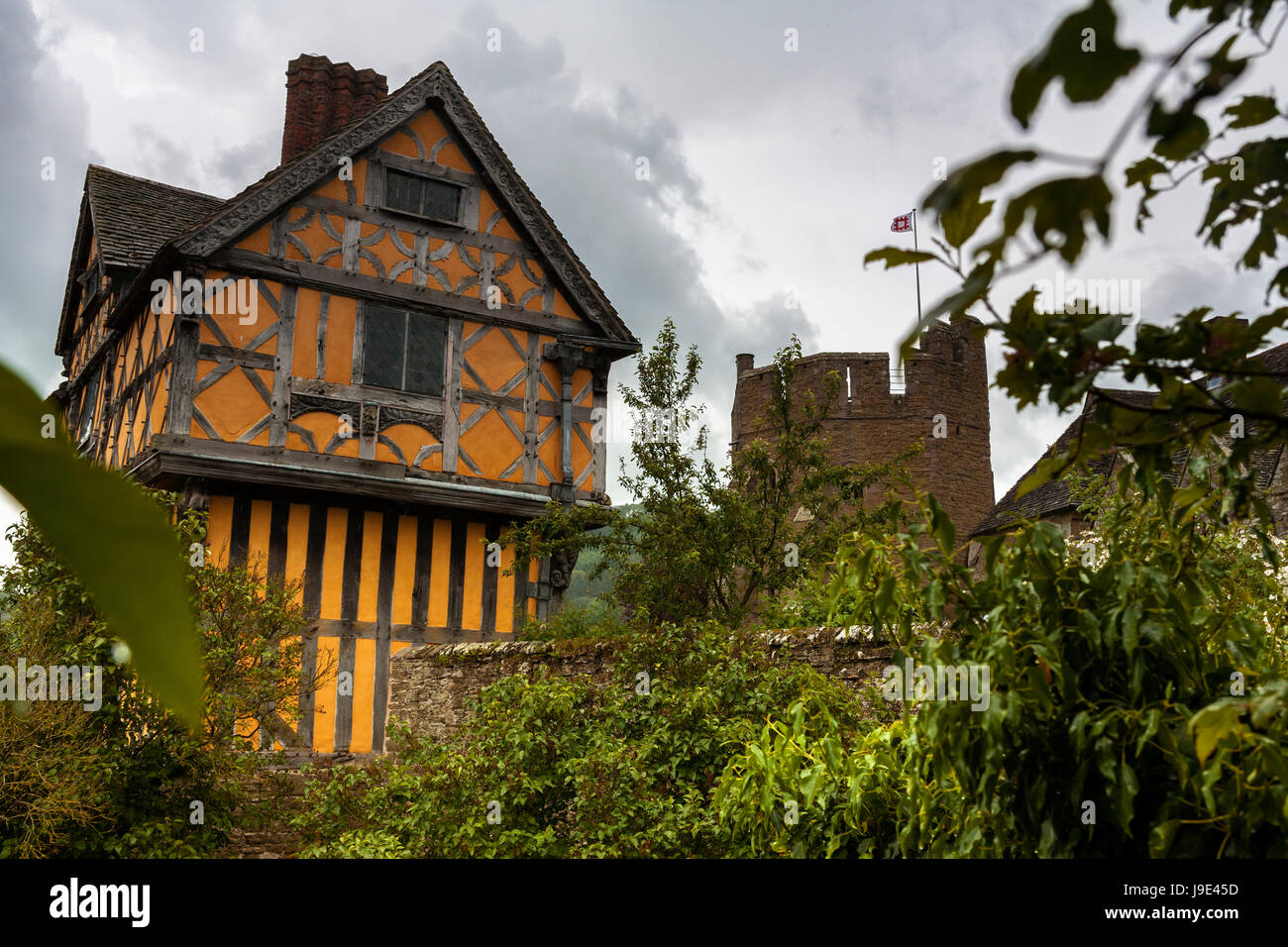 The beautiful 16th century timber-framed gatehouse and the South Tower ...