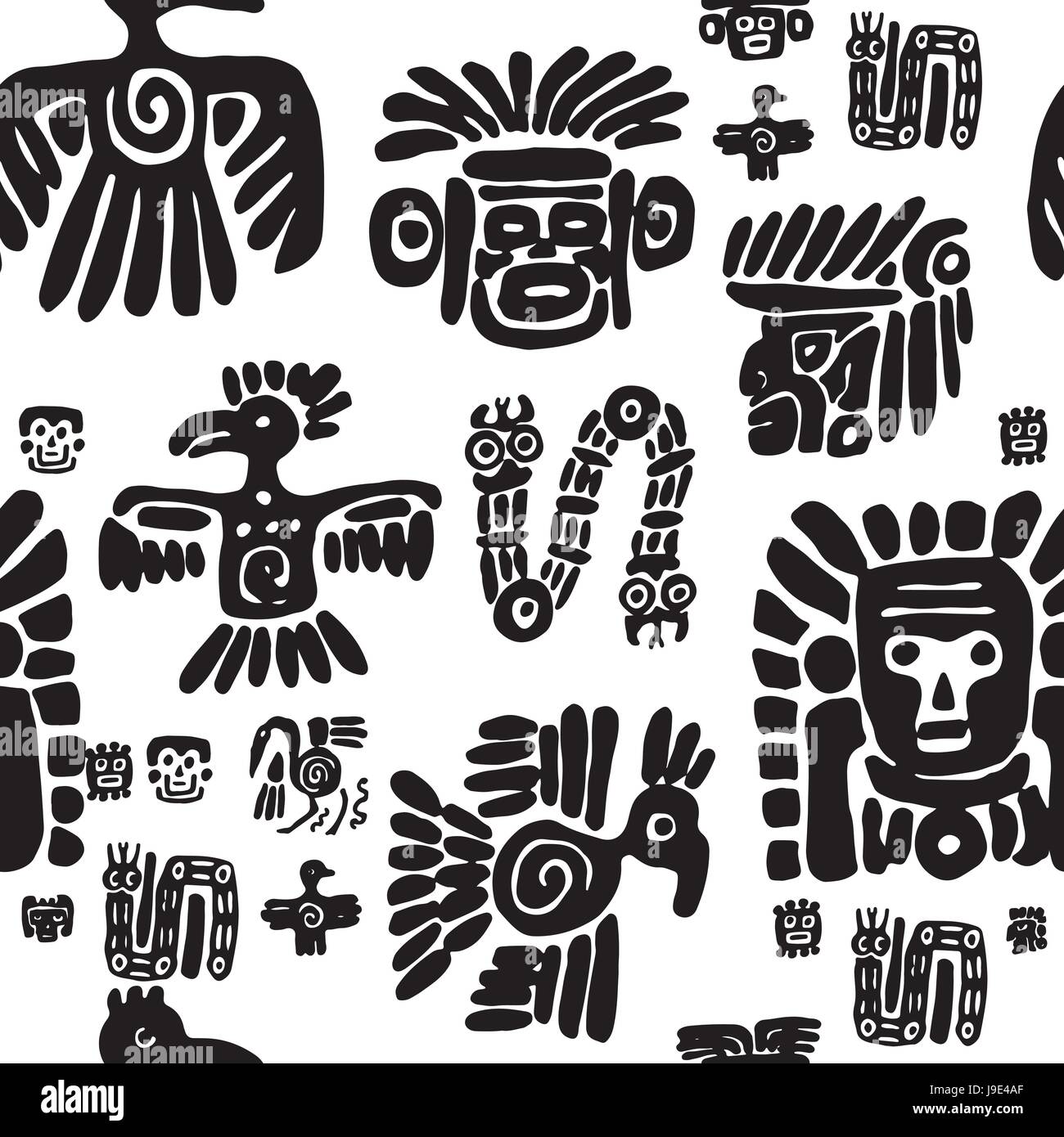 Mayan Patterns Black And White