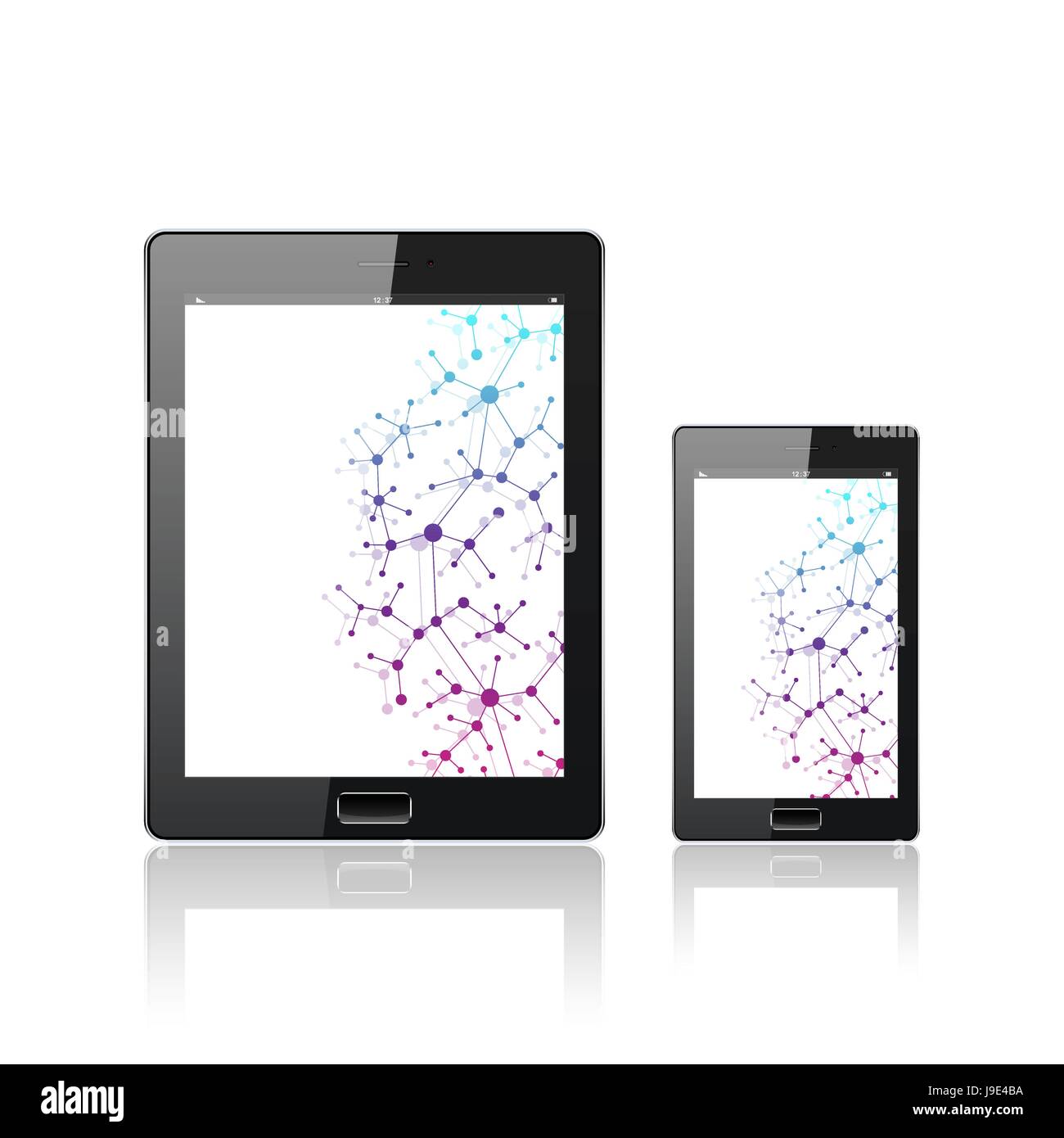 Modern digital tablet PC with mobile smartphone isolated on the white ...