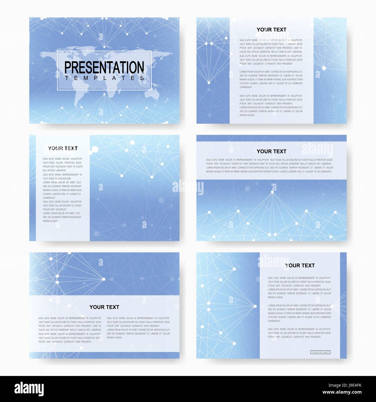 Set of vector templates for presentation slides with world map ...