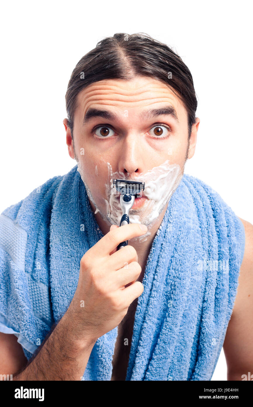 foam, shocked, blade, funny, razor, shaving, man, blue, humans, human ...