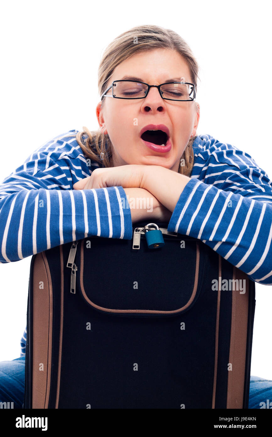 Female traveller tired airport hi-res stock photography and images - Alamy