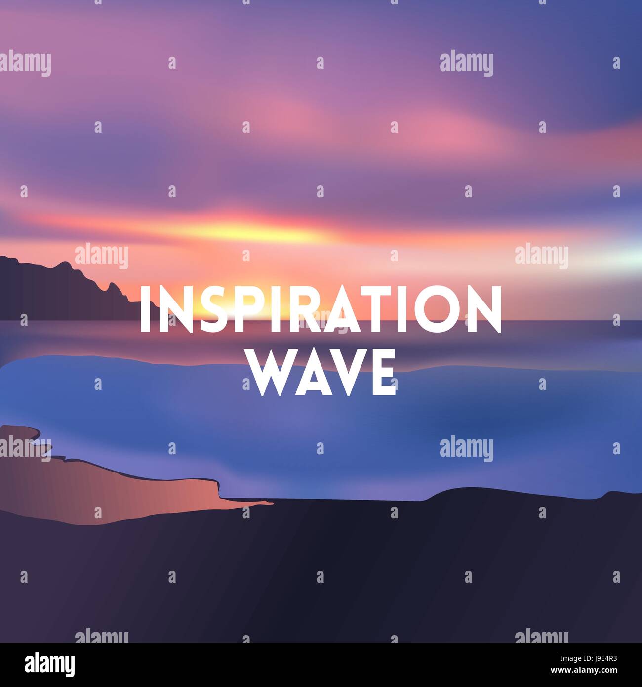 square blurred background - sunset colors With motivating quote Stock ...