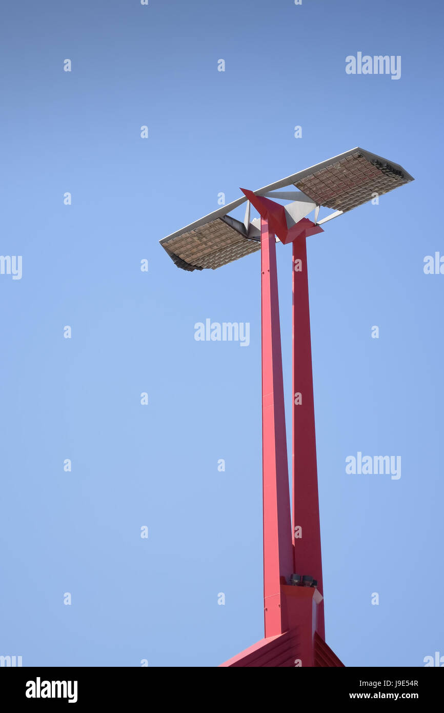 stadium, shiner, light, lamp, luminary, post, high, tall, red, light ...