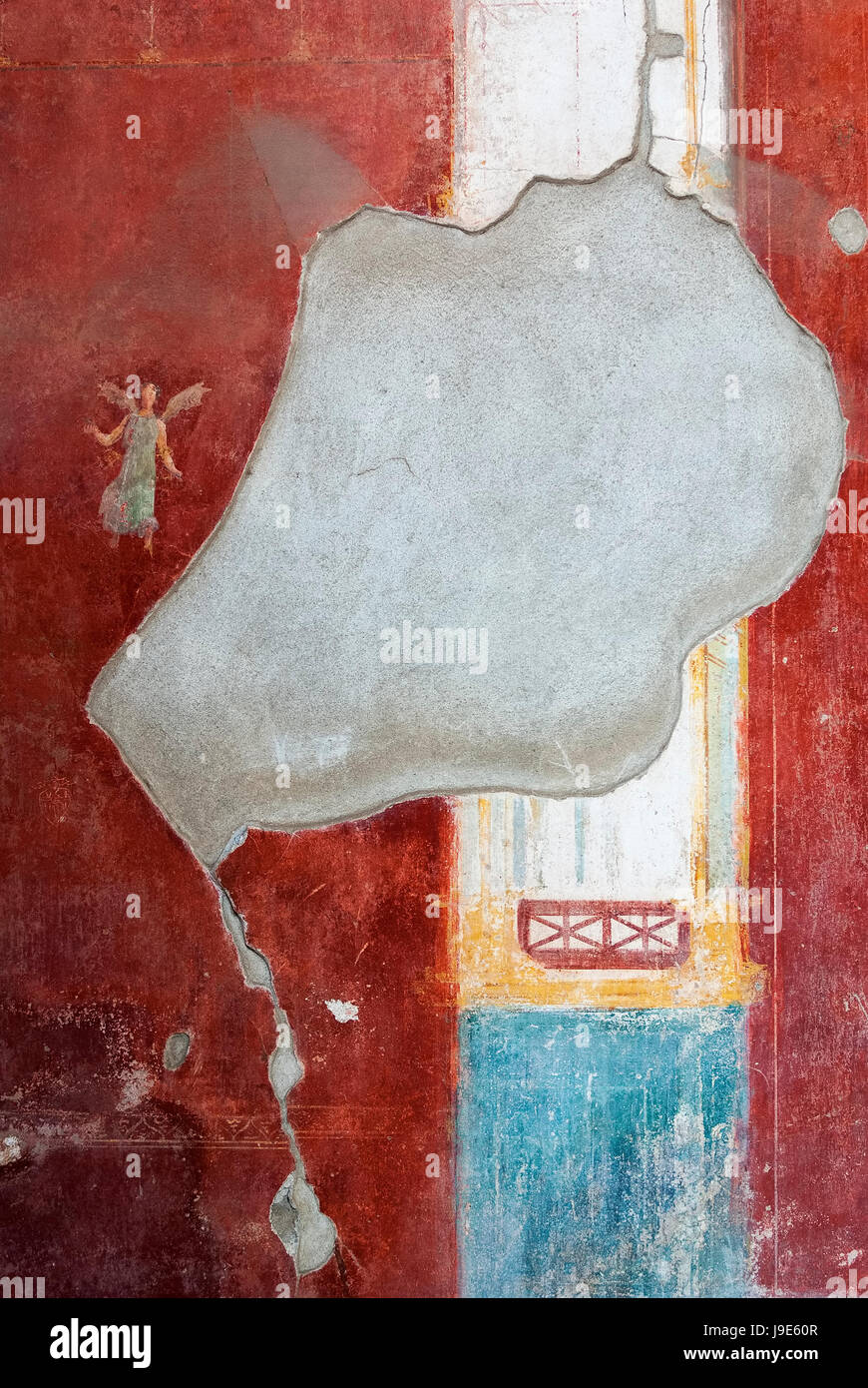 Ancient red fresco of Pompeii. The ancient Roman painting photographed ...