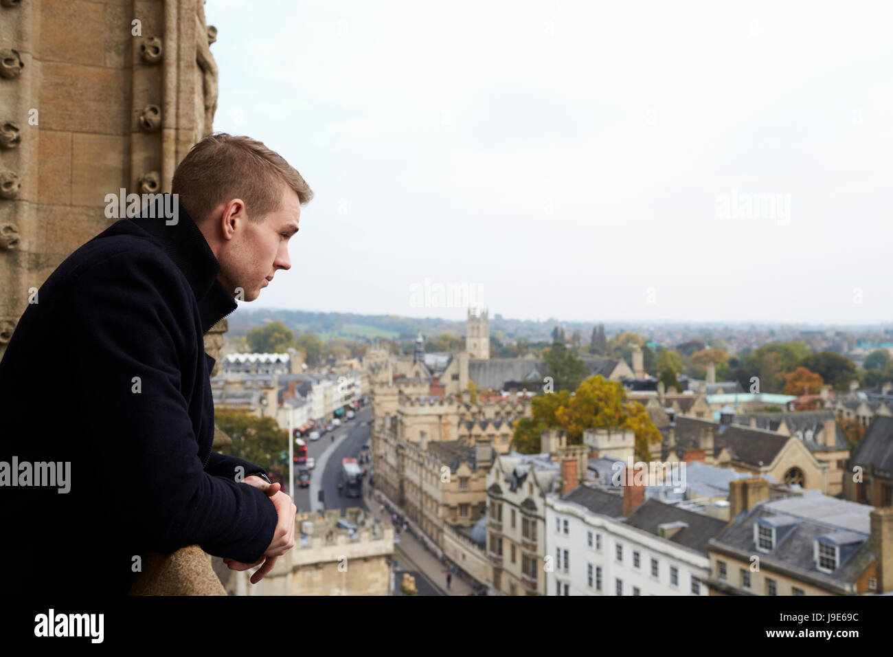 Tourist Looking Out Over View Of Oxford Skyline Stock Photo - Alamy