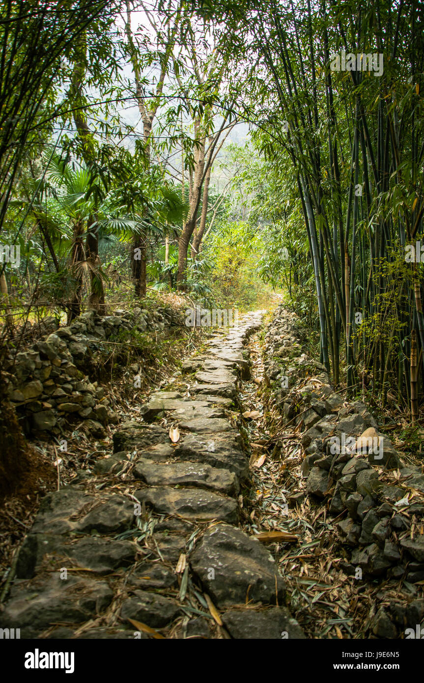 The ancient stone path in the mountain Stock Photo - Alamy