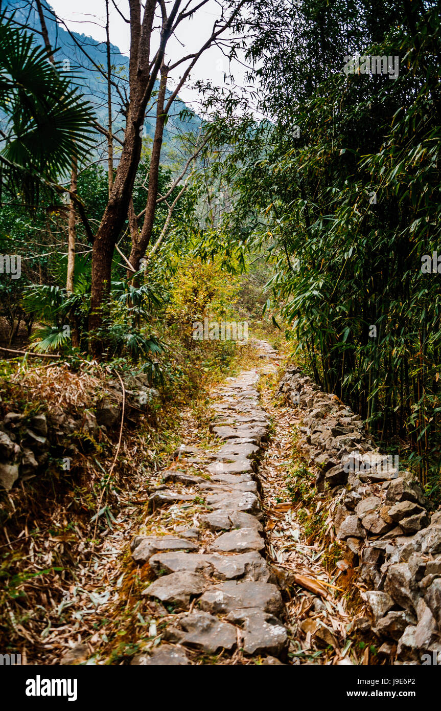 The ancient stone path in the mountain Stock Photo - Alamy