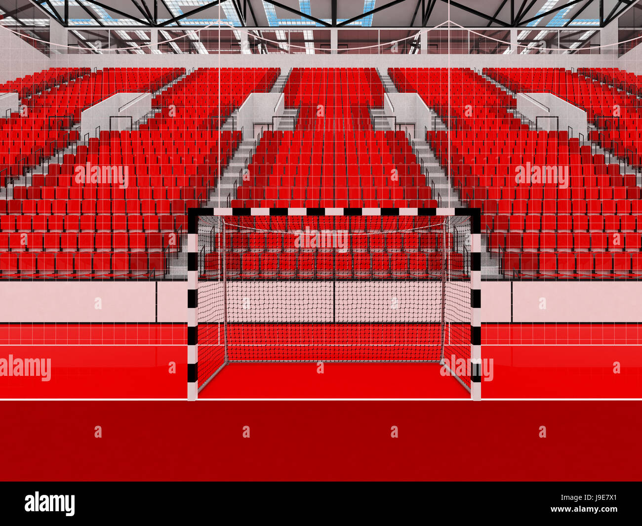 Beautiful sports arena for handball with red seats and VIP boxes Stock ...