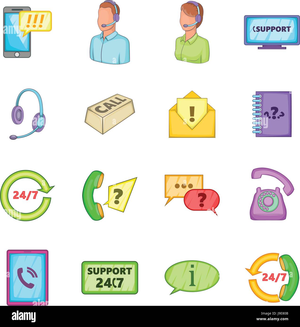 Call center icons set, cartoon style Stock Vector Image & Art - Alamy