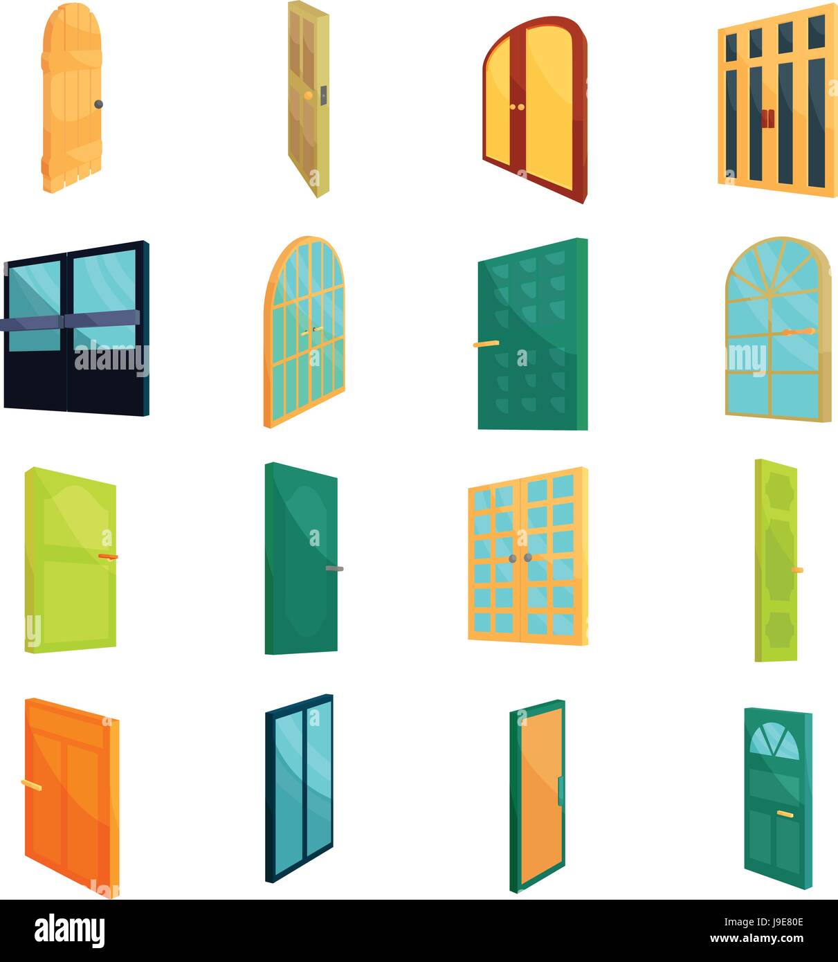 Doors icons set, cartoon style Stock Vector Image & Art - Alamy