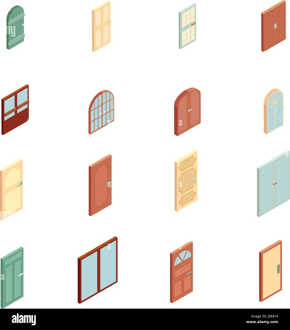 Colorful wooden doors in Stock Vector Images - Alamy