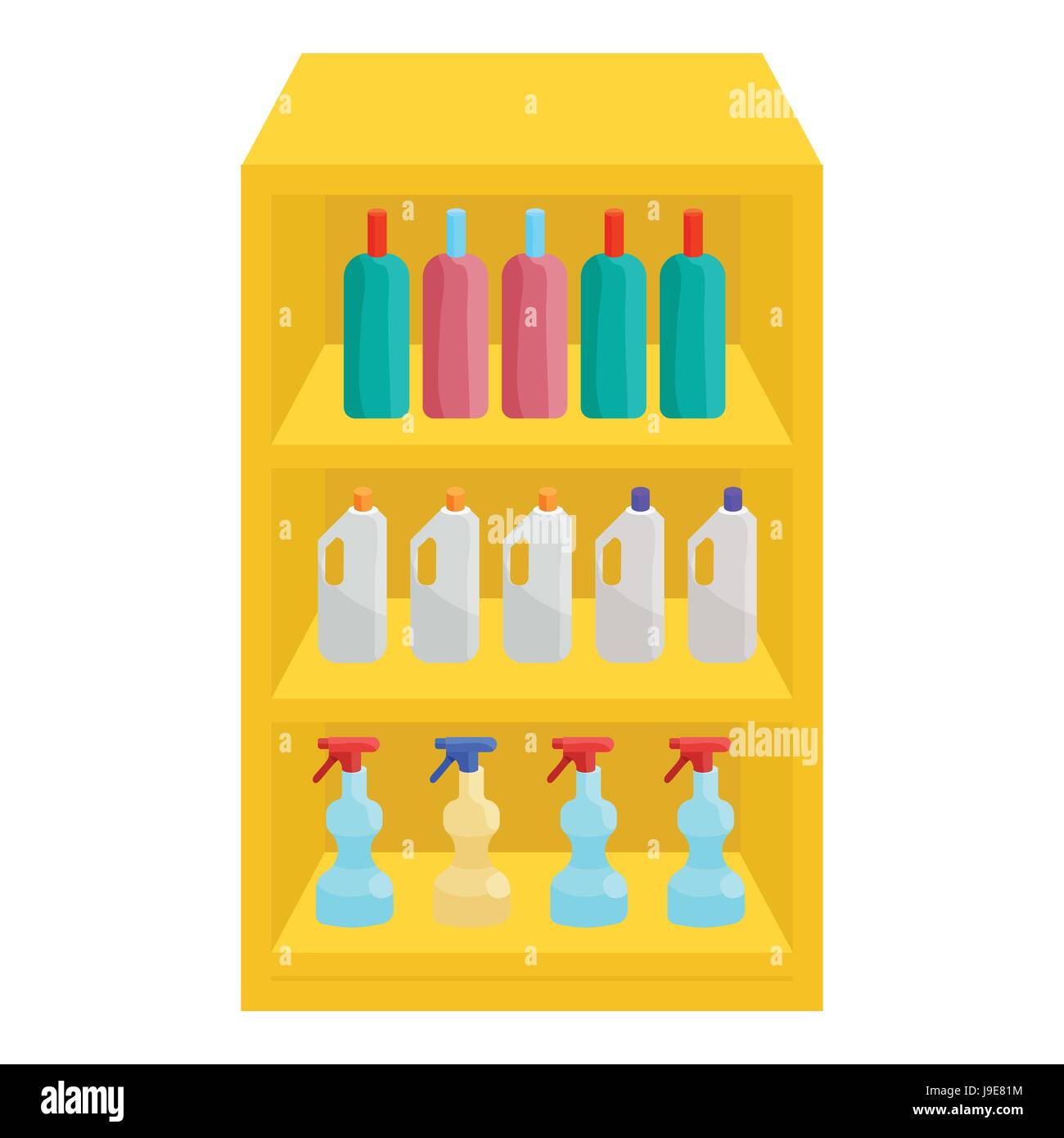 Shelves in shop with chemicals icon, cartoon style Stock Vector Image ...