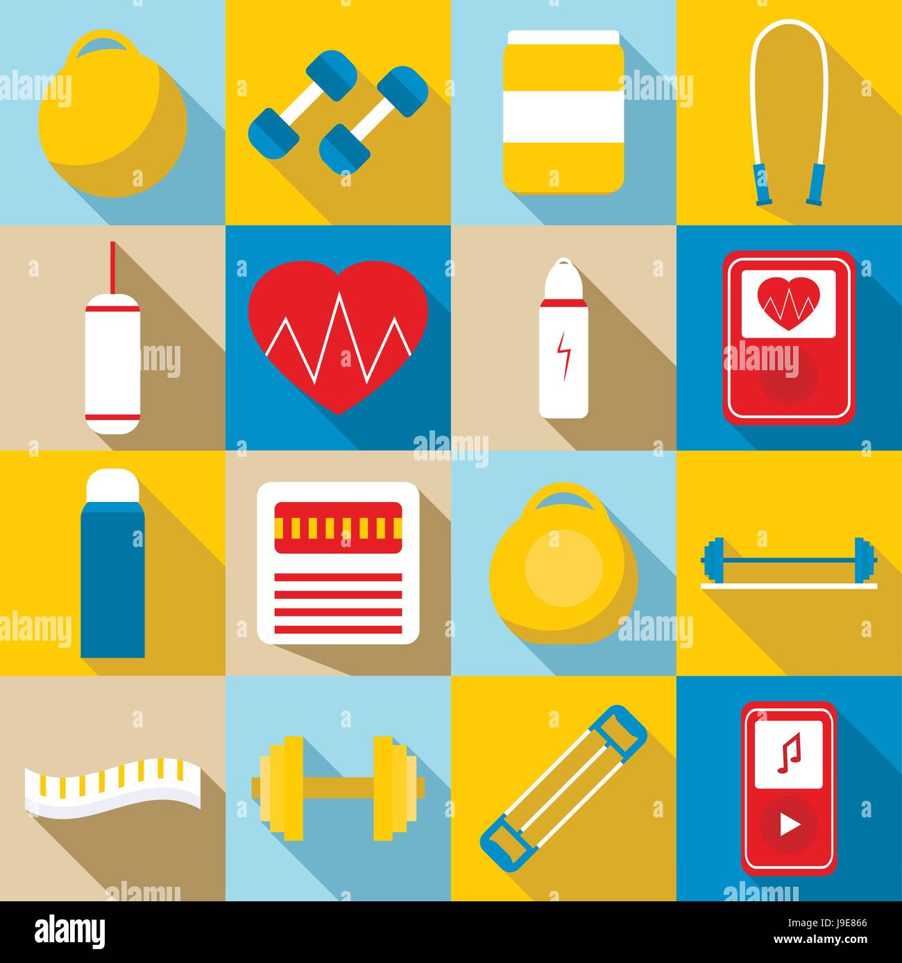 Healthy lifestyle tools icons hi-res stock photography and images - Alamy