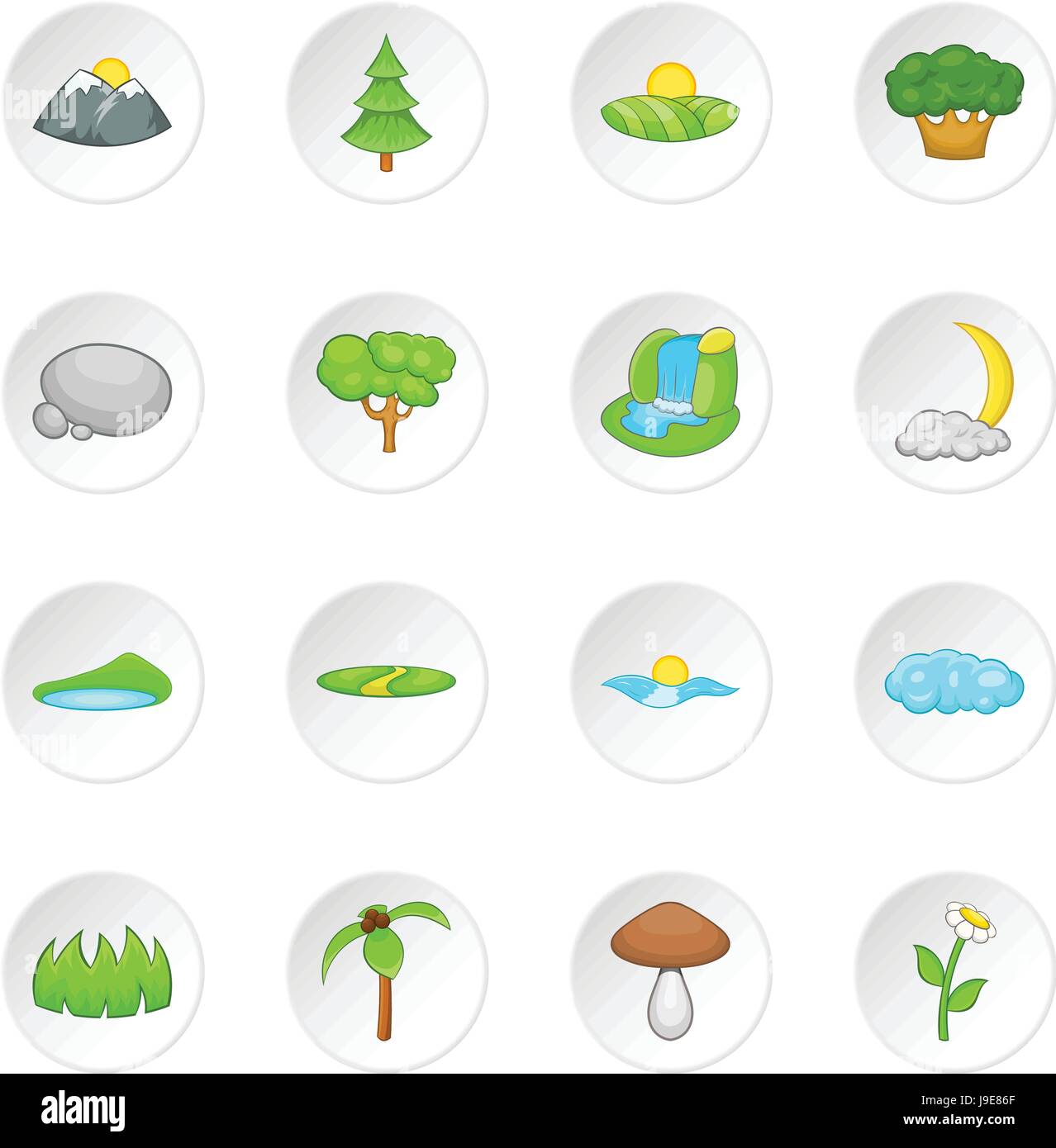 Nature landscape icons set, cartoon style Stock Vector Image & Art - Alamy