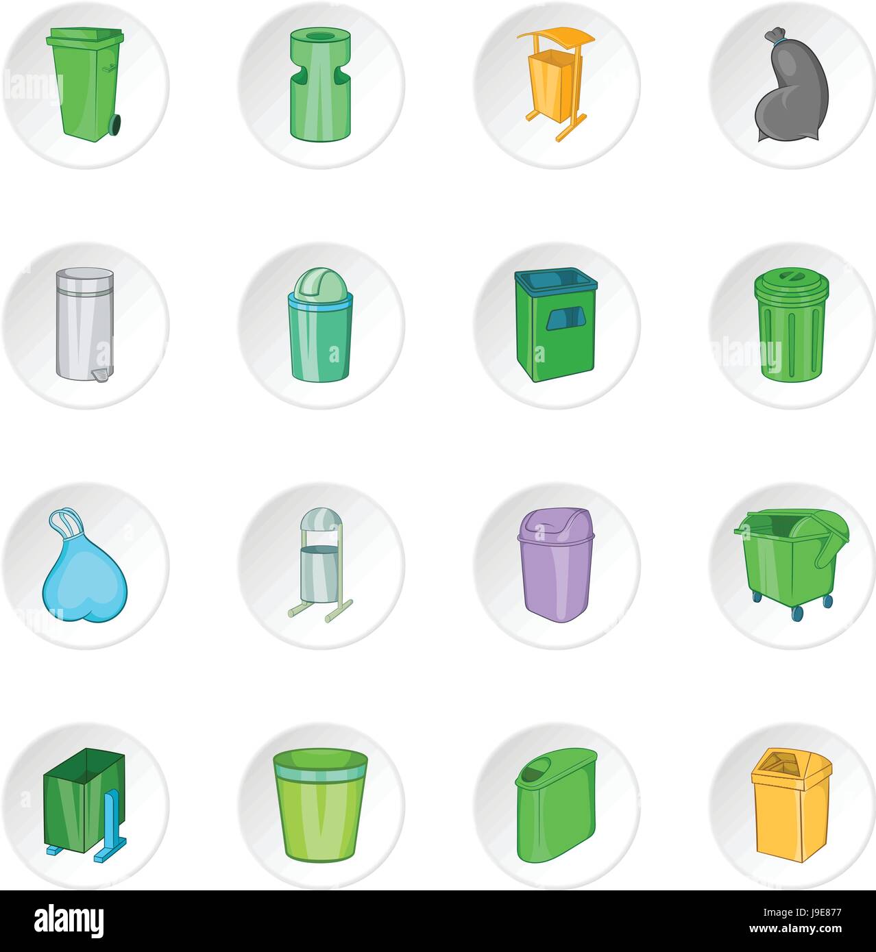 Trash can icons set, cartoon style Stock Vector Image & Art - Alamy