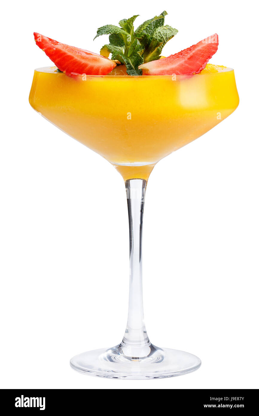 Refreshing fruit cocktail. A refreshing drink with a mango pulp ...