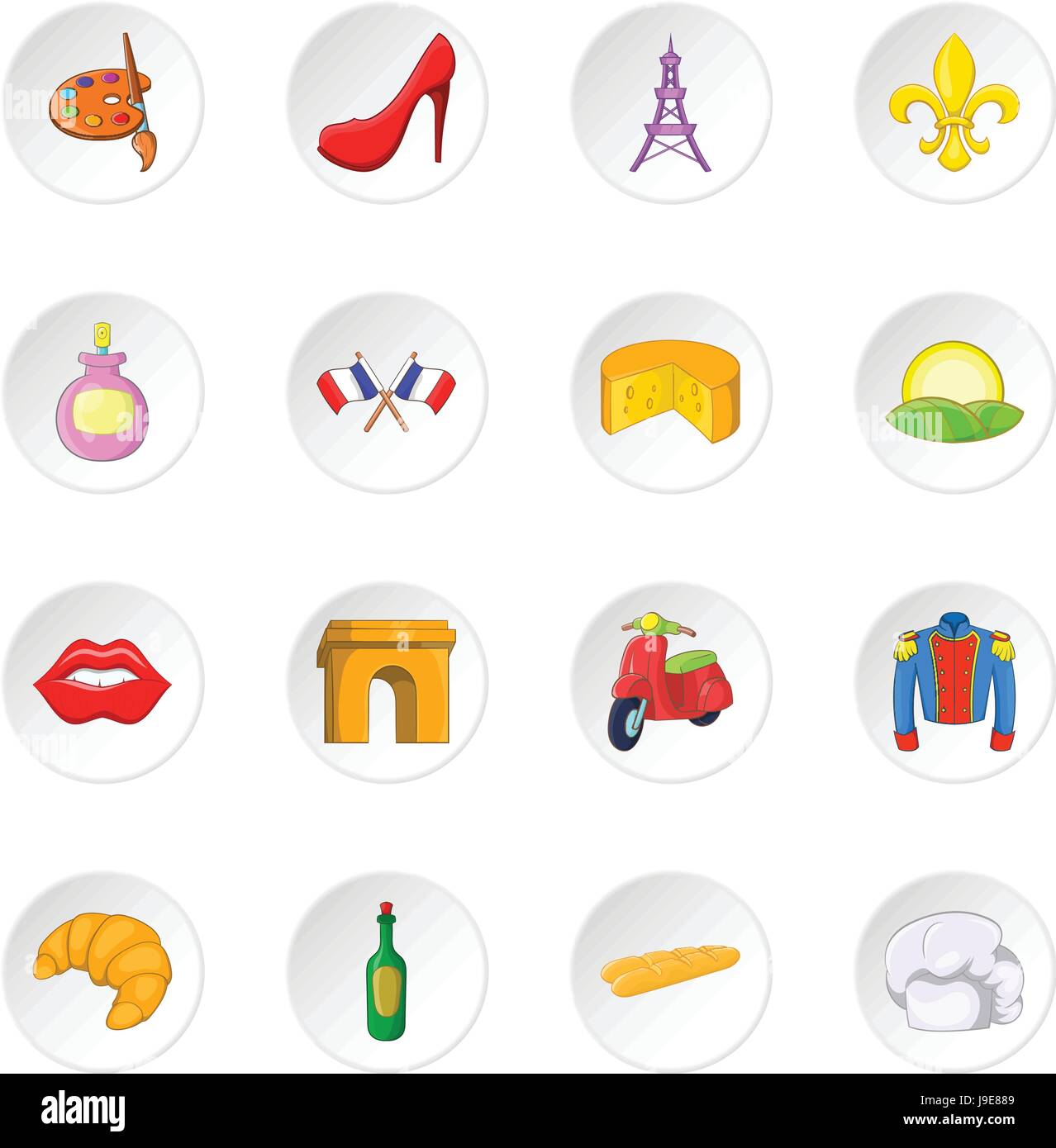 Paris icons set, cartoon style Stock Vector Image & Art - Alamy